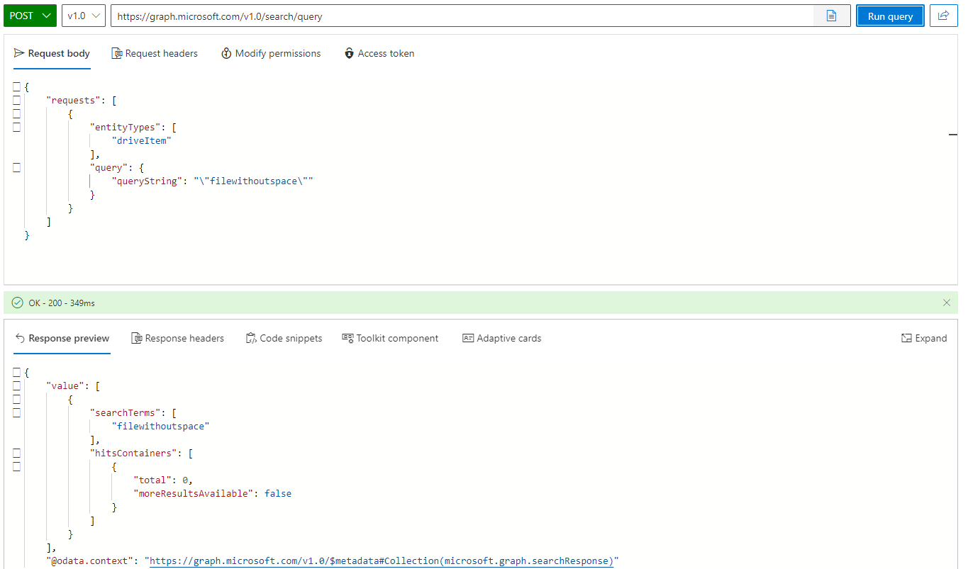 Sharepoint Document Library Item Searching Using The Graph Api Within
