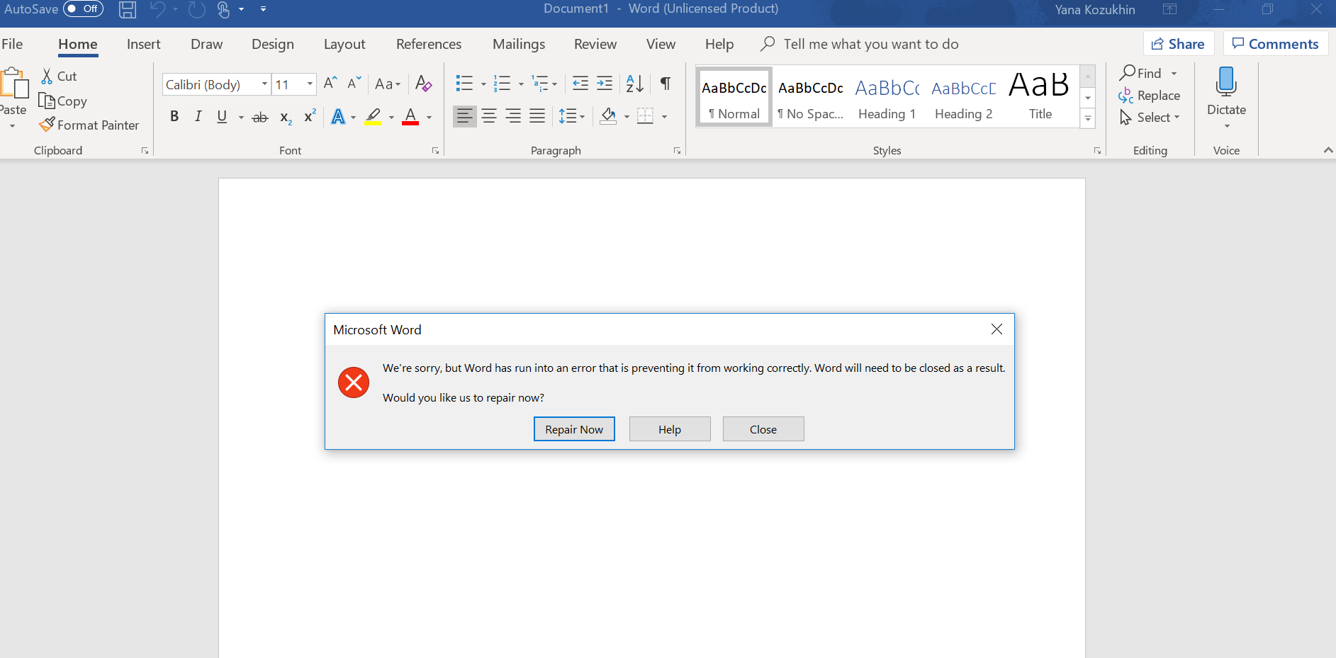 Strange Pop-Up in Word - Microsoft Q&A