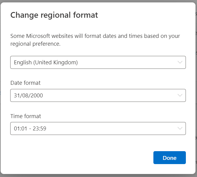 Regardless of the date format chosen, OneDrive folders display using ...