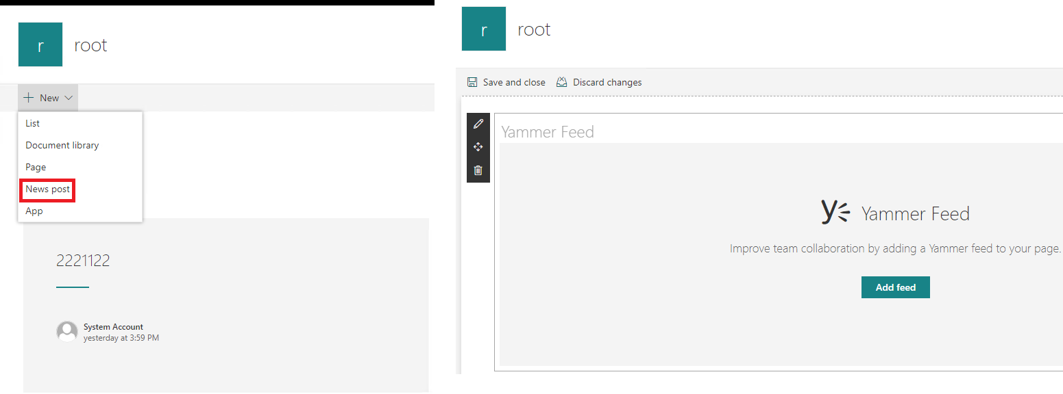 SharePoint On-Premise 2019 - Site Feed vs News Feed web part ...