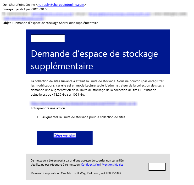 How can I change the recipients of "Request additional SharePoint ...