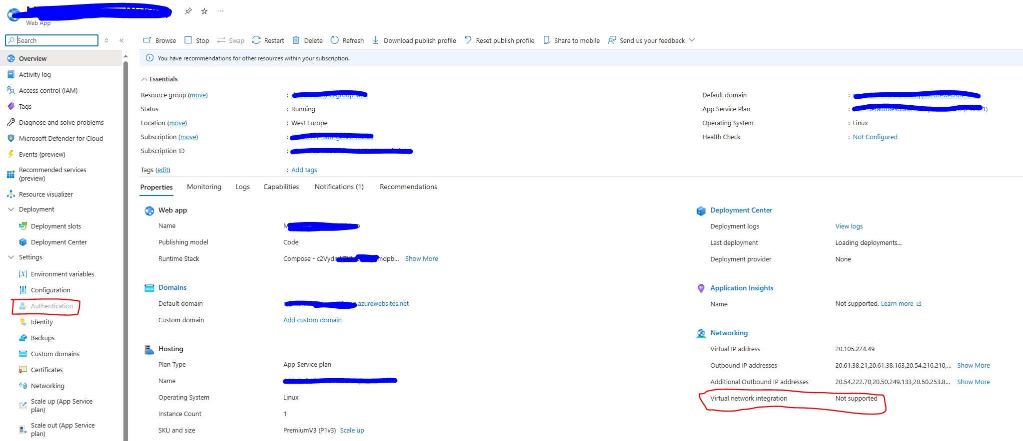 Current App service is with Linux, single container. I want to switch it to docker compose multi ...