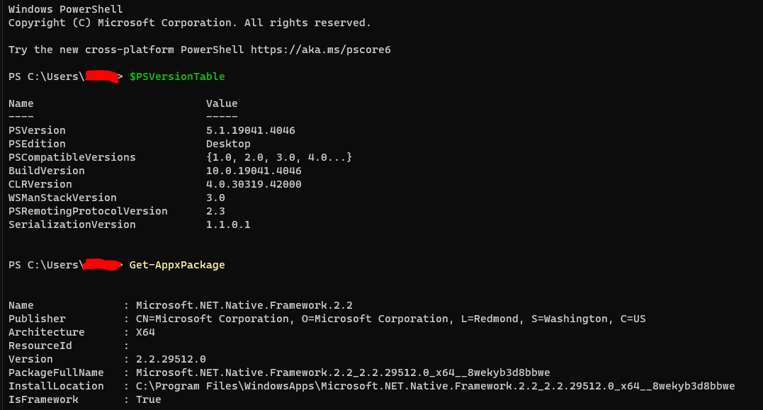 Get Appxpackage命令无法在powershell741中使用，但可在 Windows Powershell 51190414046使用 Microsoft Qanda
