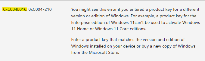 error code 0xc004e016 when trying to activate Windows 2019 server ...