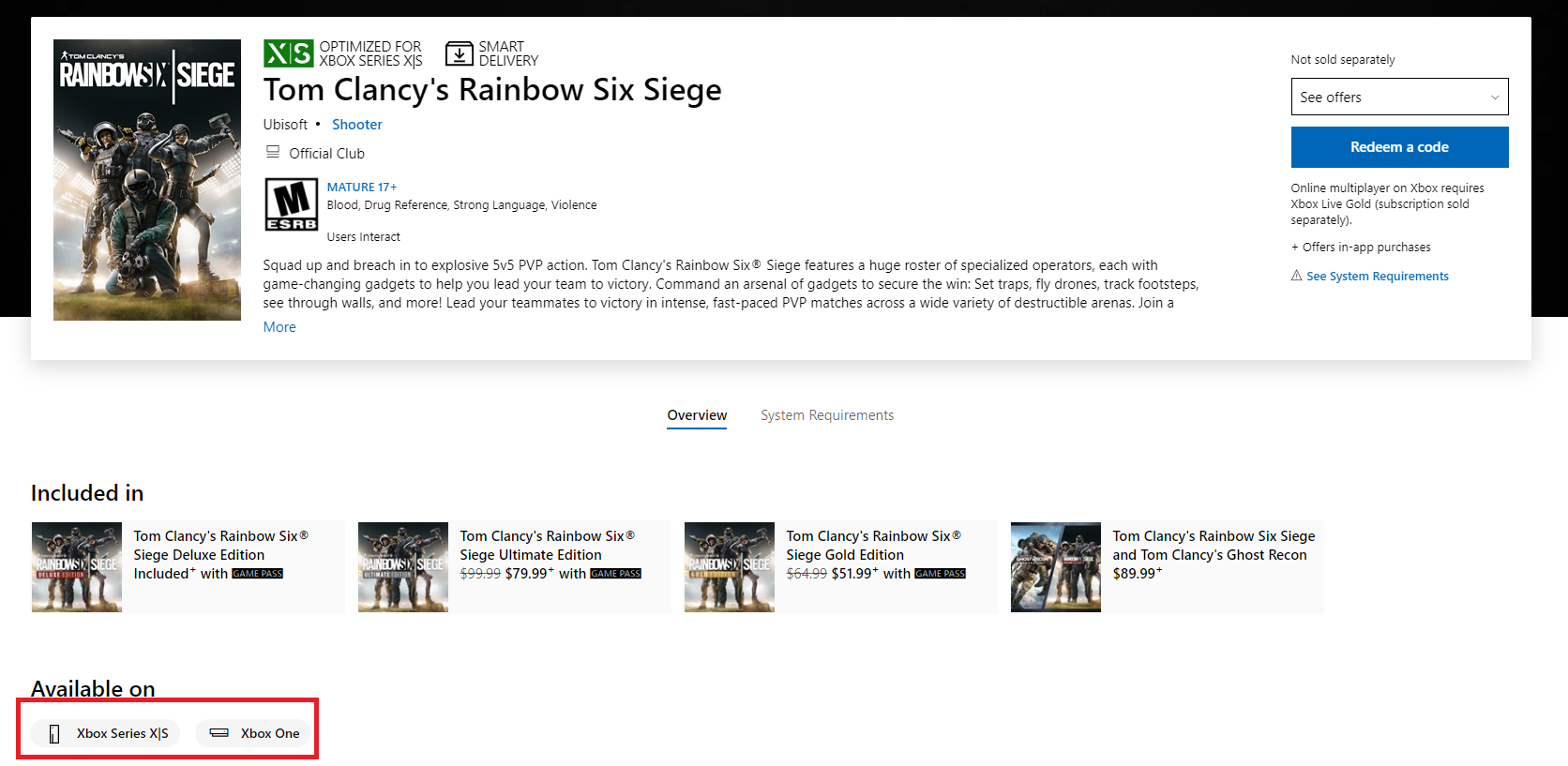 Unable to install Rainbow Six Siege from MS Store - Microsoft Q&A