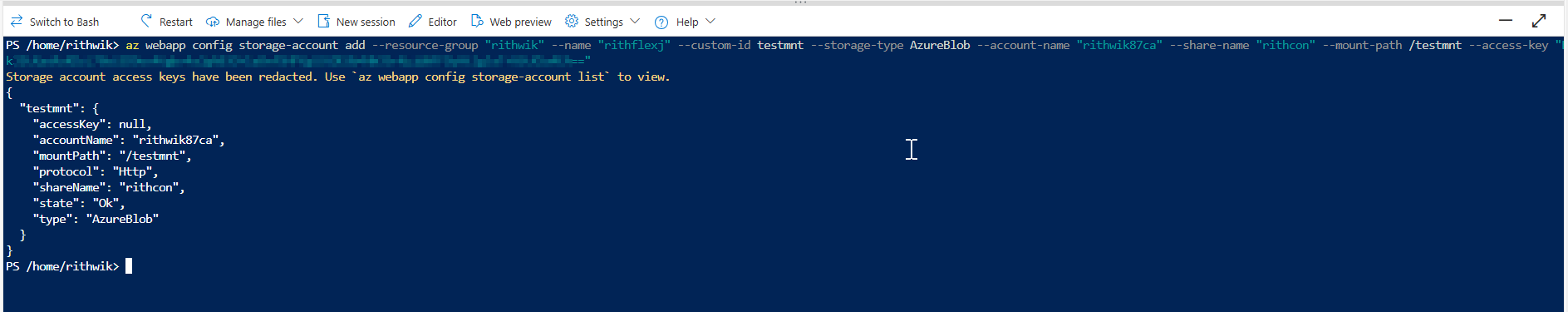Error mounting storage to Consumption Flex Azure Function - Microsoft Q&A