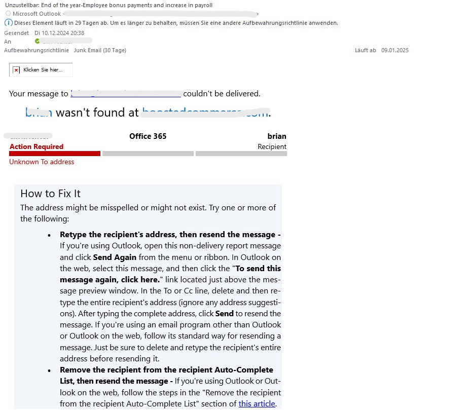 Verdächtige Emails erhalten von Postmaster - Microsoft Q&A