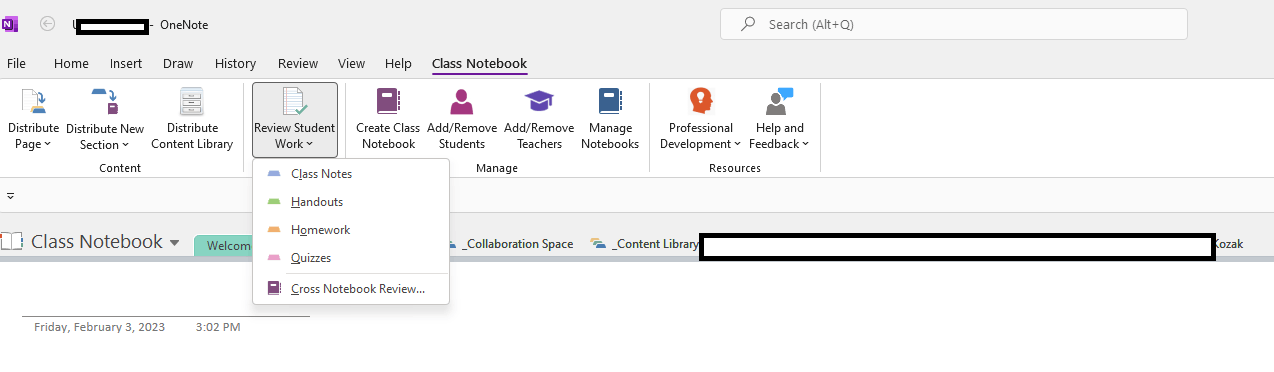 Teams Class Notebook - Review student work - Microsoft Q&A