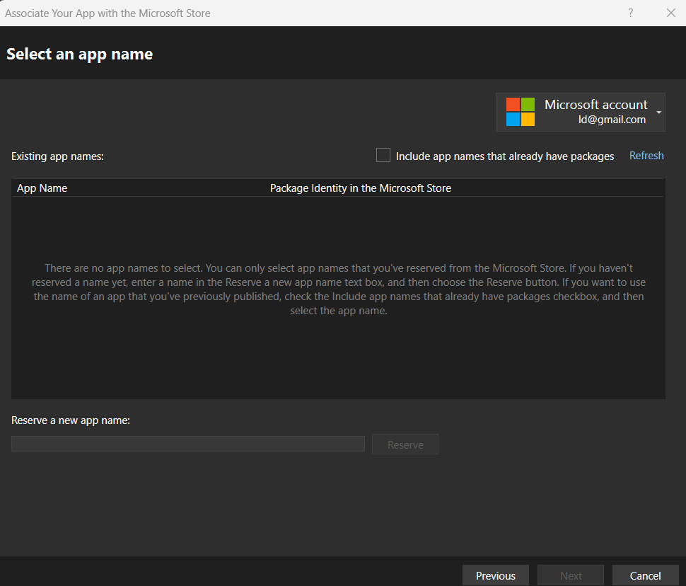Associate Your App with the Microsoft Store Not Working - Microsoft Q&A