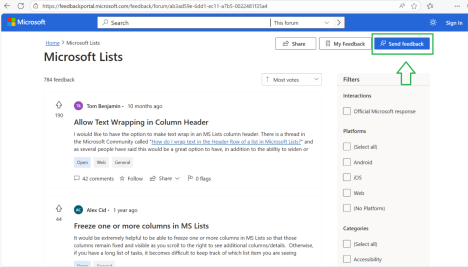 MS list drop down to display once the column is selected - Microsoft Q&A