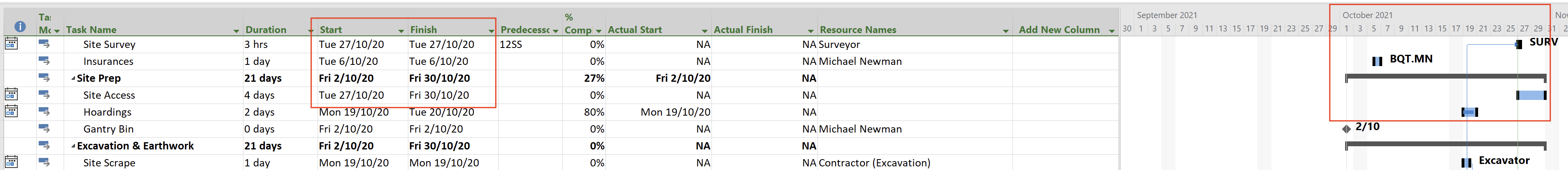 MS Project start date and calendar don't line up. They are out by 1 ...