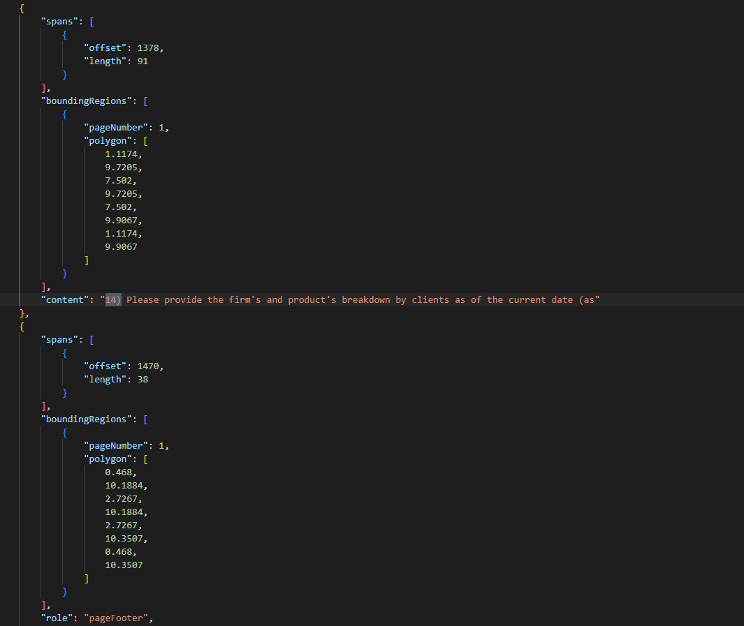 How to extract a sentence exists in two pages of a PDF file using azure form recognizer ...