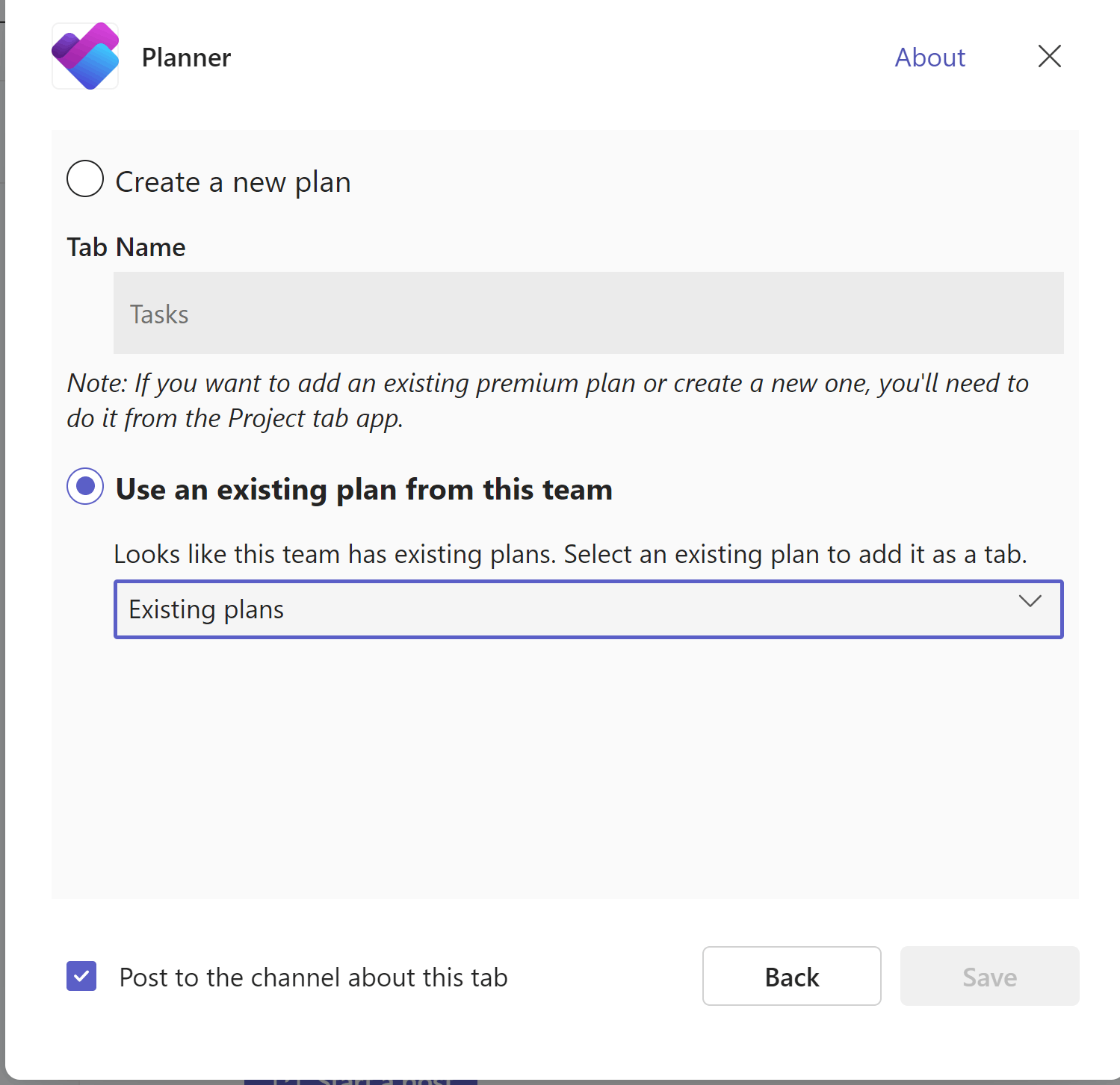 Can't add existing plan to a teams channel - Microsoft Q&A