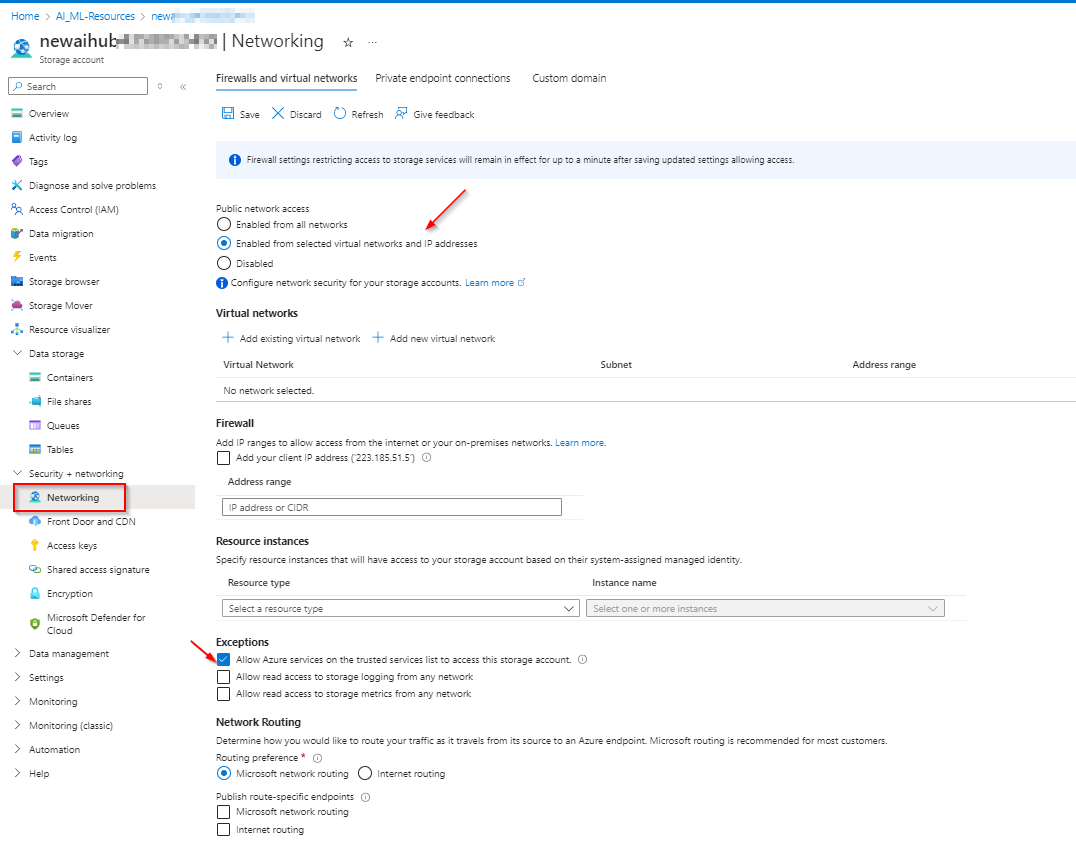 Not able to upload data in azure AI studio chats using Azure blob storage preview. - Microsoft Q&A