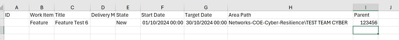 How to import a csv file in queries so a feature is linked to a parent in Azure Boards ...