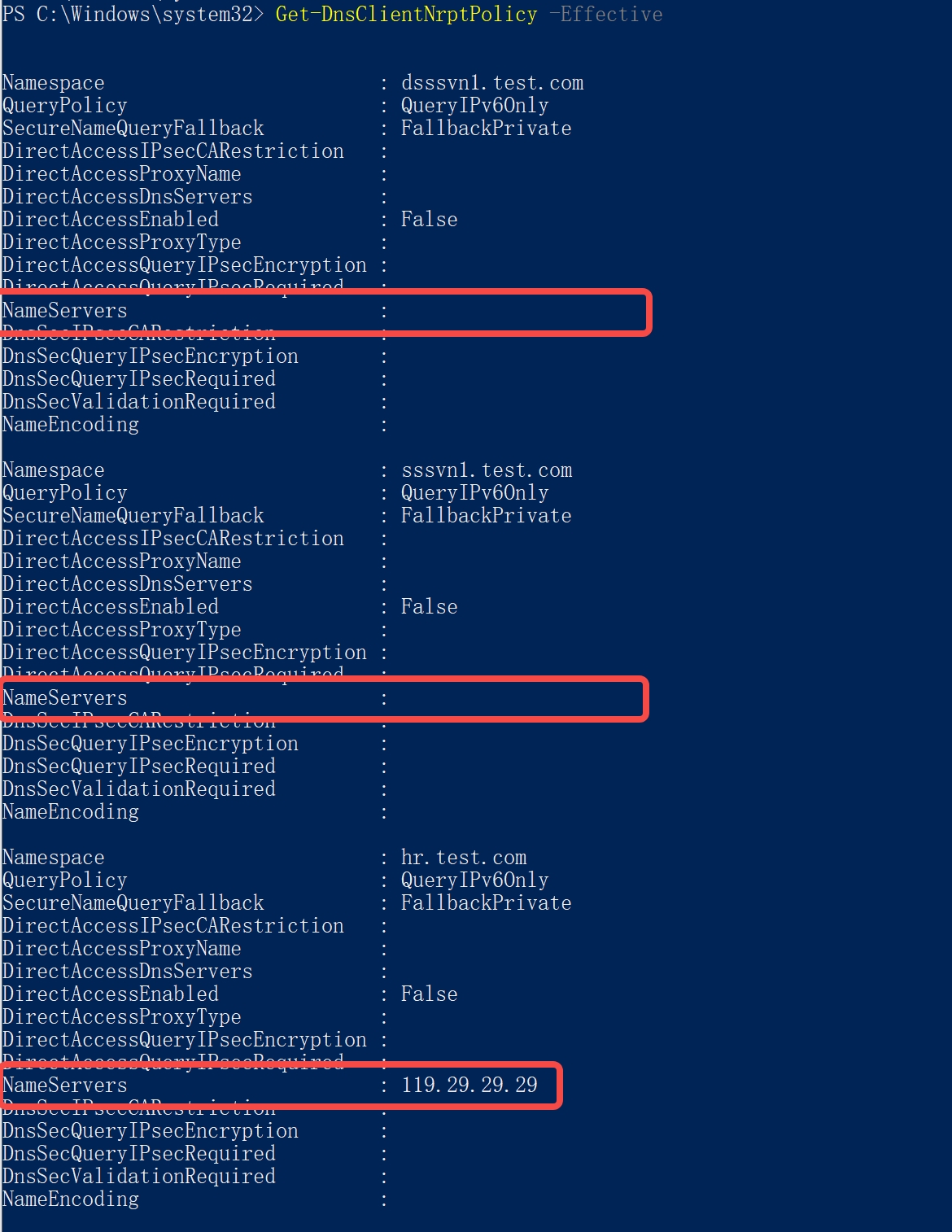 Only the last nrpt rule takes effect on Windows 10 version 1809 ...