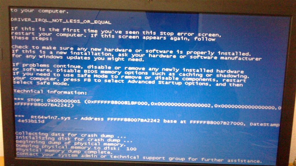 BSOD ( Stop Code : 0x000000D1) - Microsoft Q&A