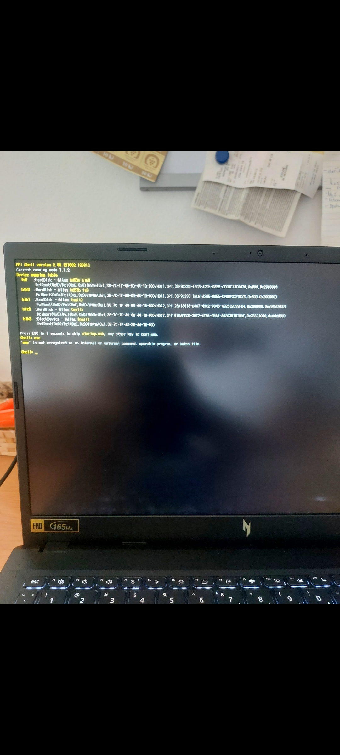 Why does my acer nitro v15 opens comand menu when I start it ...