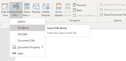 MS Word - Footer not updating for all pages and file name not change ...