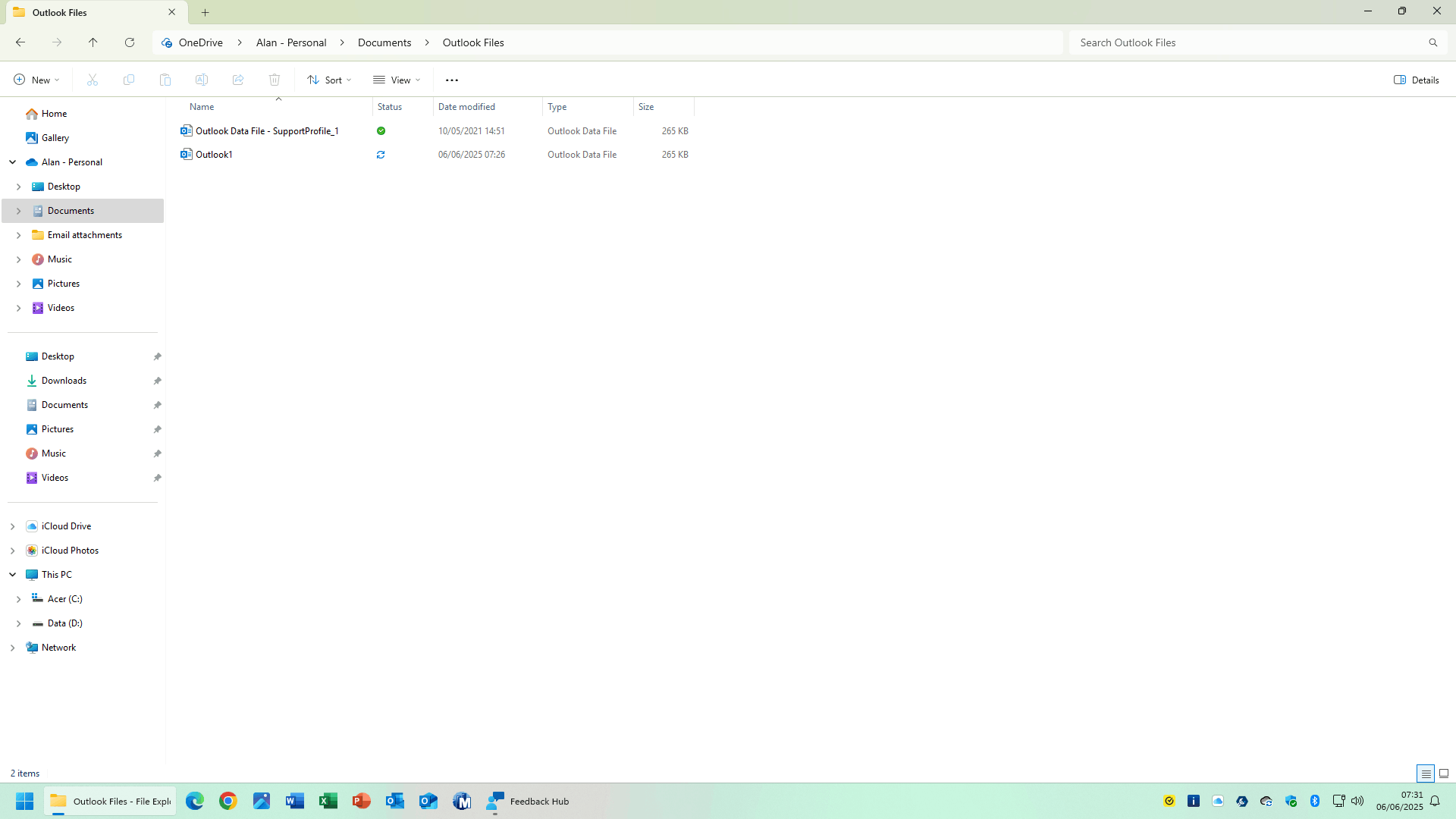 Outlook Data File fails to sync in OneDrive - Microsoft Q&A