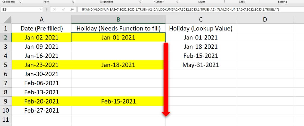 MS Excel Identify weeks that had a holiday - Microsoft Q&A