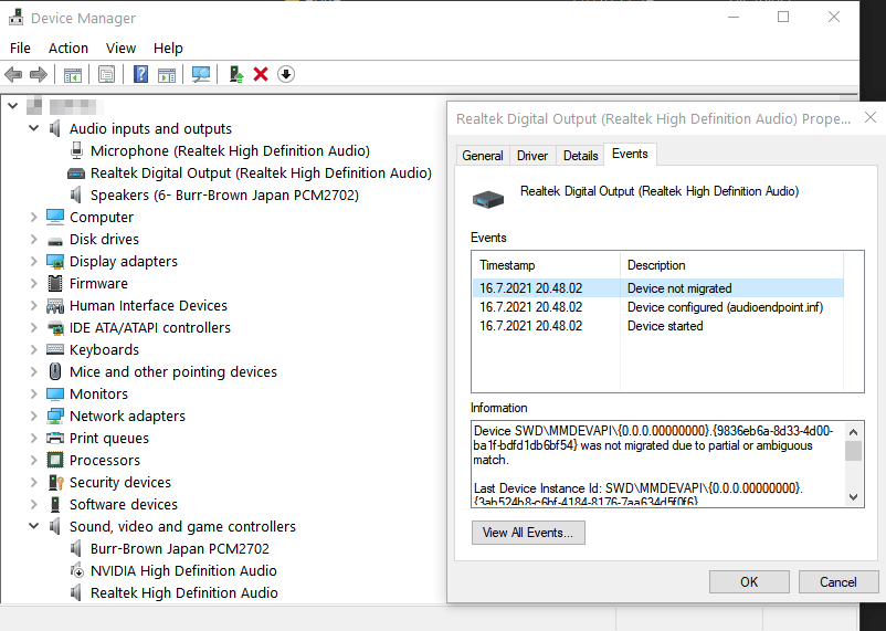 Realtek Digital Output (Optical) device missing after Windows 1909 ...