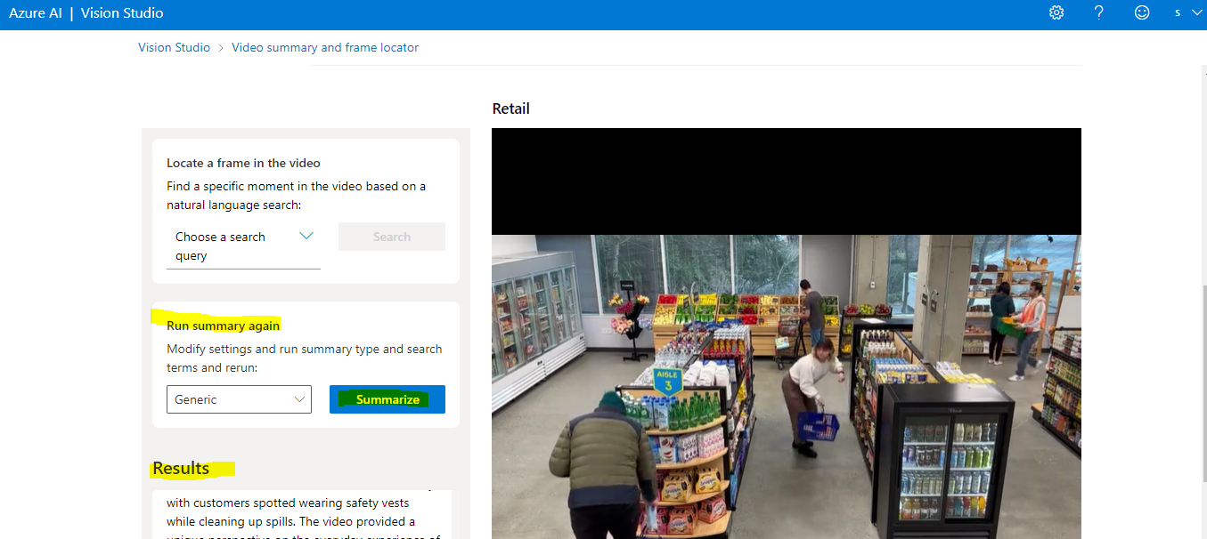 Computer vision Summarize the video option not showing for user ...