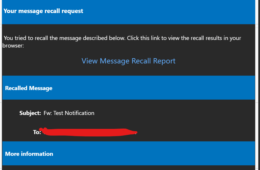 Recall Message: Messages to recipients outside your organization or on ...