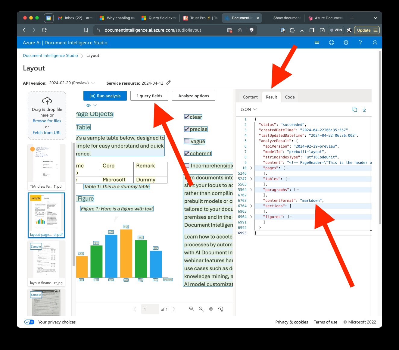 Why does the query fields function go away when selected output is markdown? - Microsoft Q&A