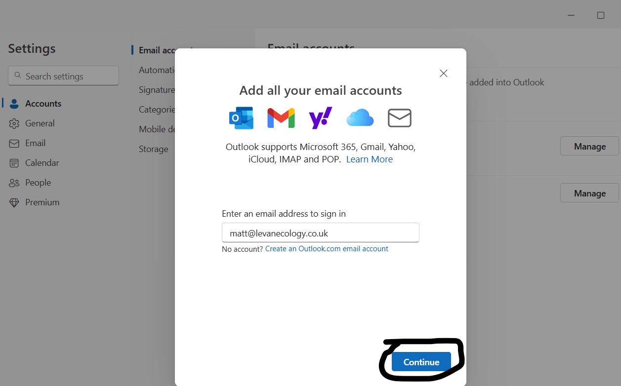 Adding email account from 123-reg - Microsoft Q&A