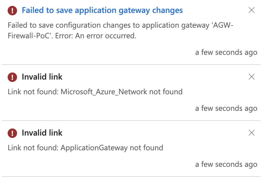Azure Application Gateway error on update configuration - Microsoft Q&A