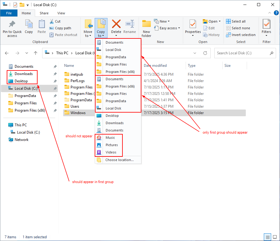 Why is "Pin to Quick access" duplicating items in the Move/Copy To menus? - Microsoft Q&A