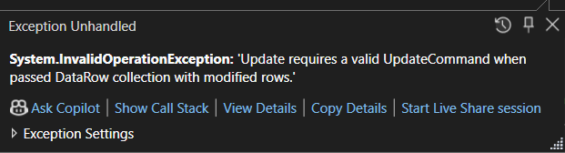 Repeated error messages when updating data - Microsoft Q&A