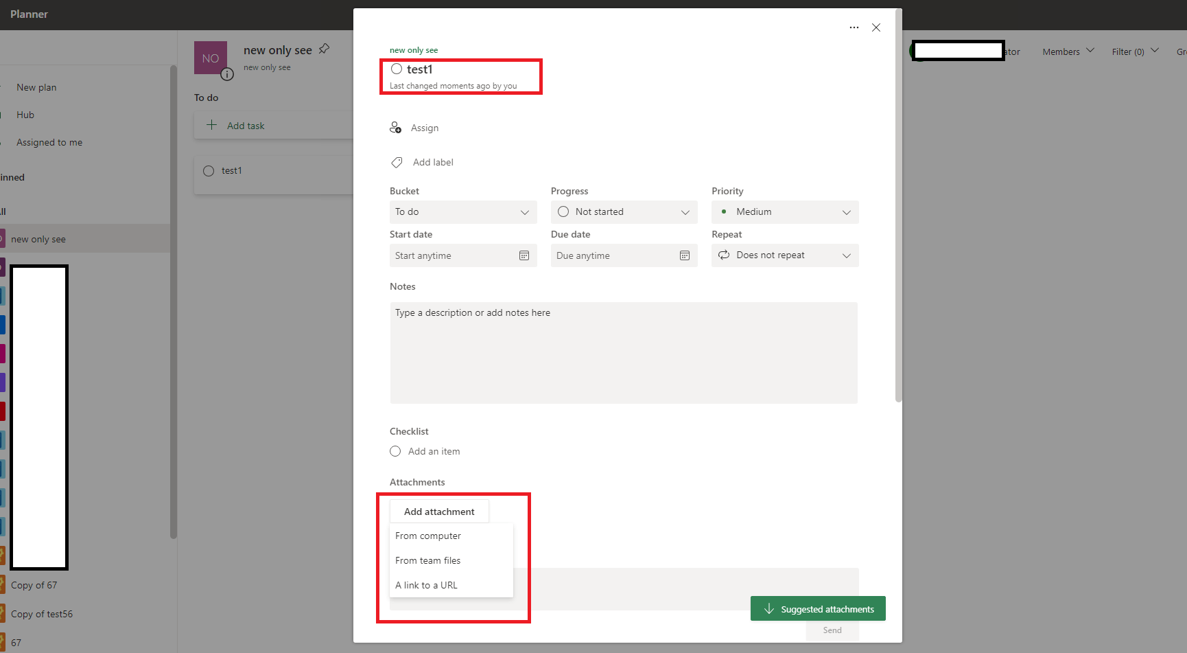Why can't I attach a file to a plan in Planner that only I can see ...