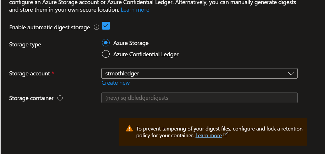 Azure Sql Database Ledger Automatic Digests Empty Microsoft Qanda