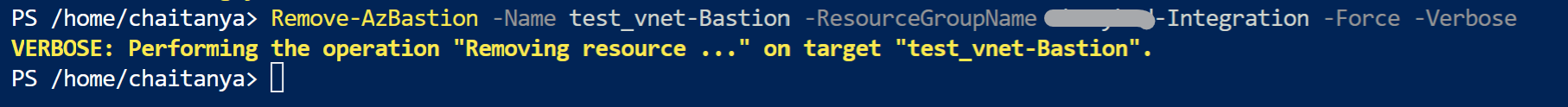 Remove-AzBastion : Long running operation failed with status 'Failed'. Additional Info:'An error ...