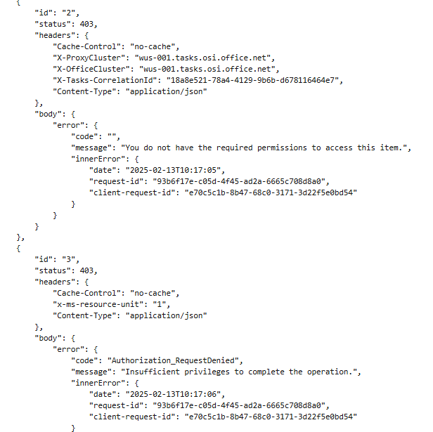 Microsoft Graph $batch API returns invalid JSON syntax on 403 responses ...