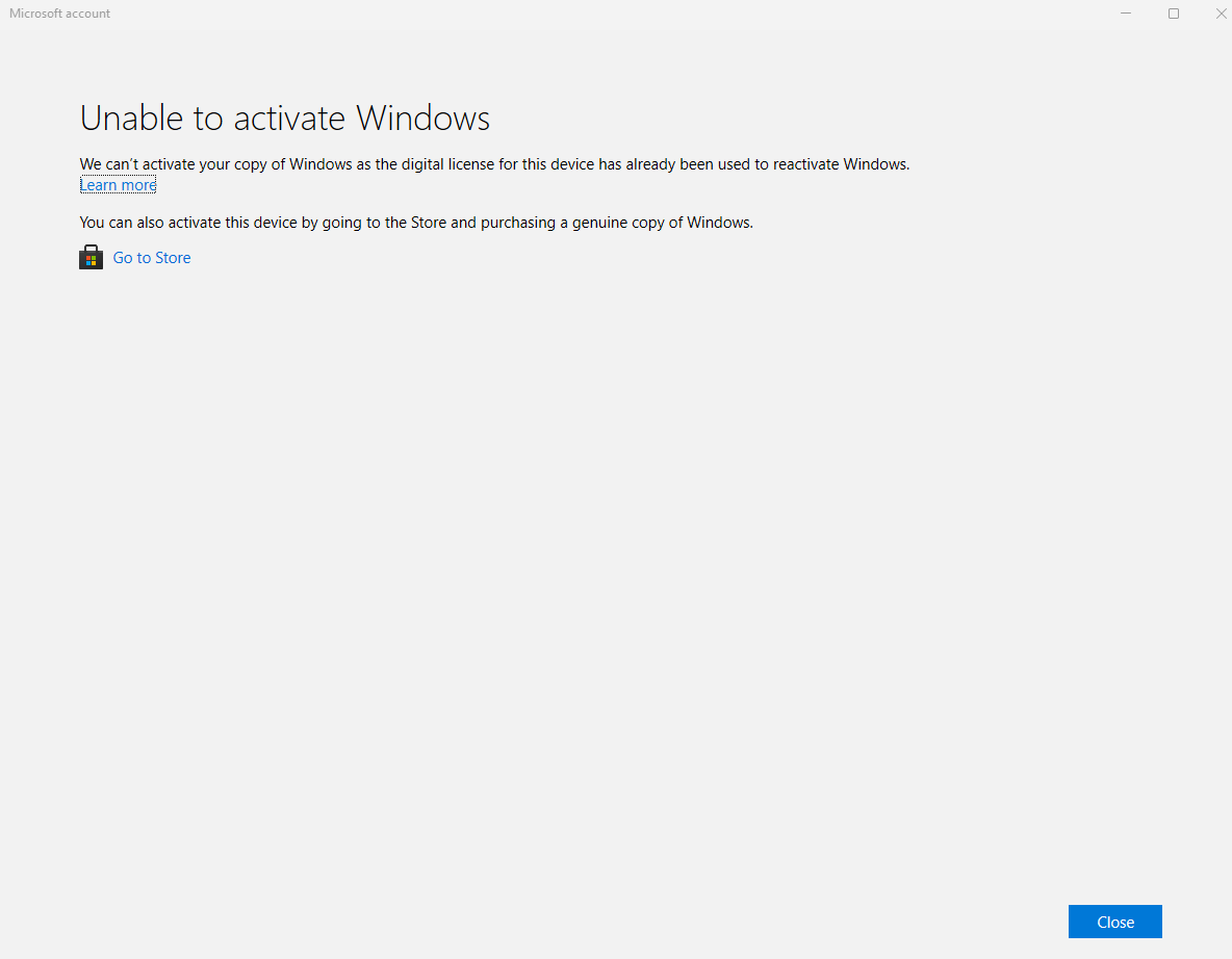 Digital license already been used to reactivate windows - Microsoft Q&A