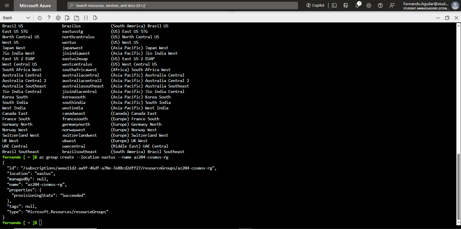 The command to create resources does not function - Microsoft Q&A