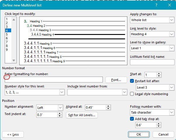 Word Heading 4 issue - list numbering - black box instead of number - Microsoft Q&A
