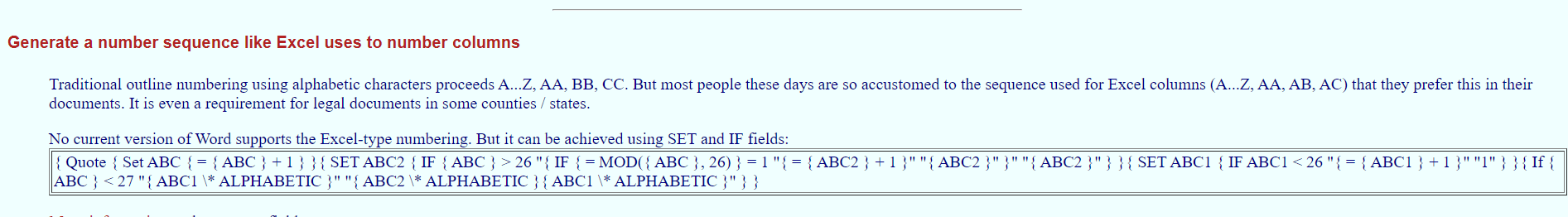 How to create a numbering AA, AB, AC... instead of AA, BB, CC... in ...