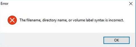 How do i fix this? filename, directory name, or volume label syntax is incorrect. - Microsoft Q&A