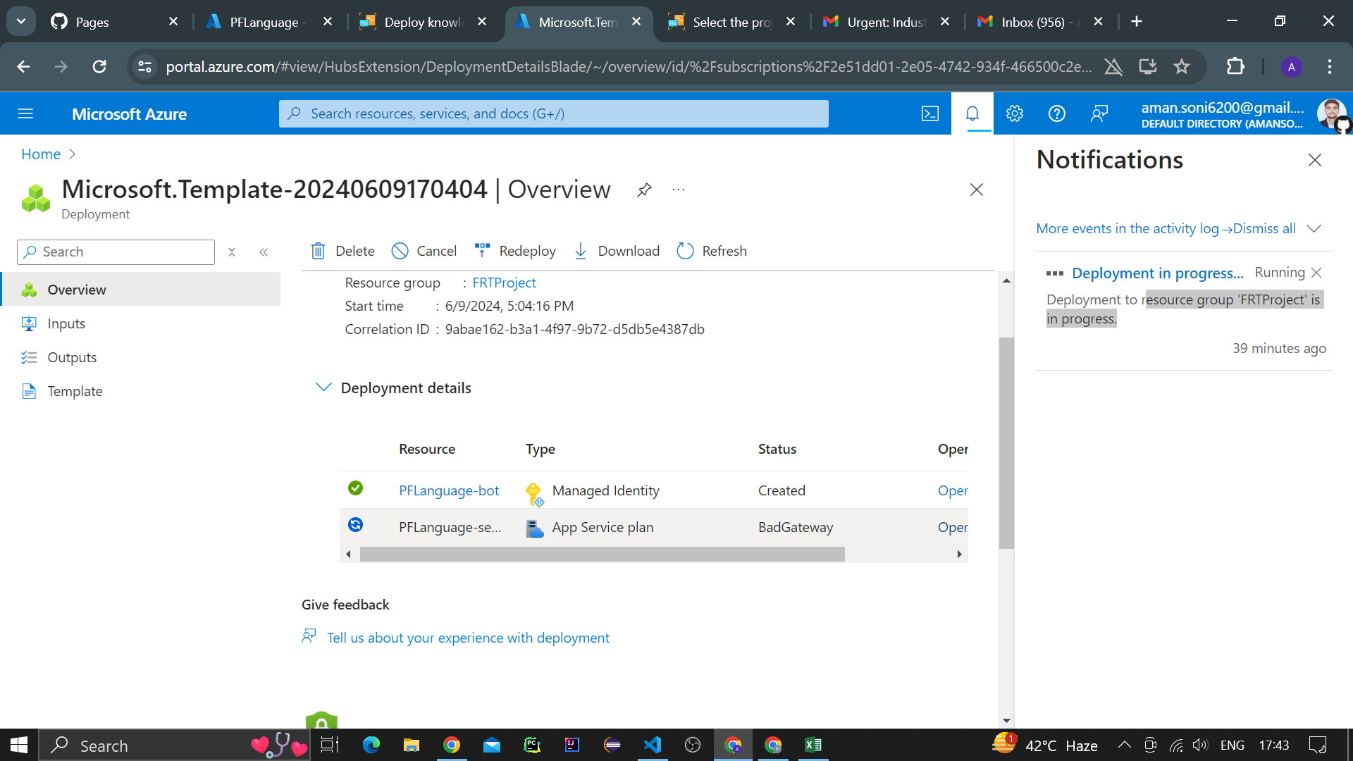 How to solve Azure Service Plan status Gateway issue? - Microsoft Q&A