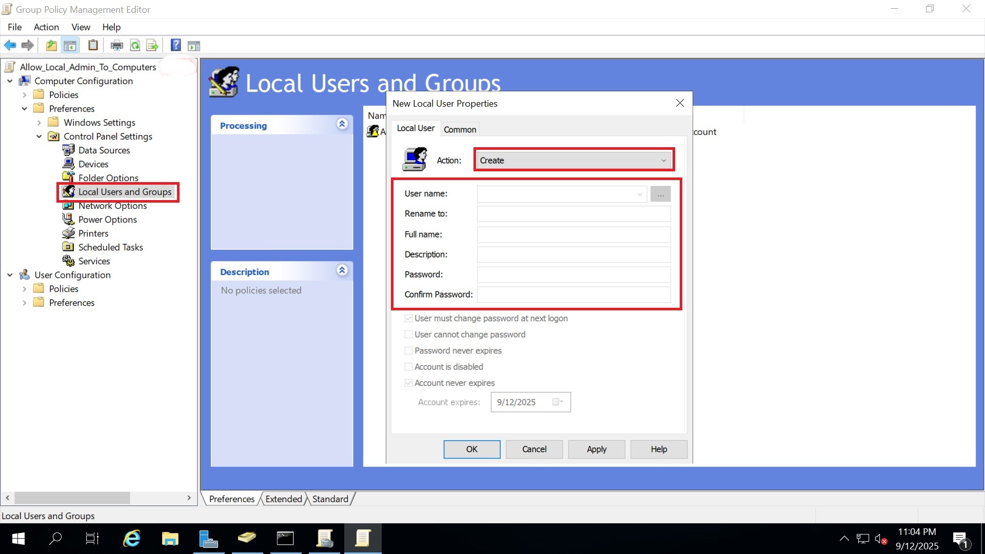 Asking about creating a local user with a GPO in Windows Server 2019 ...