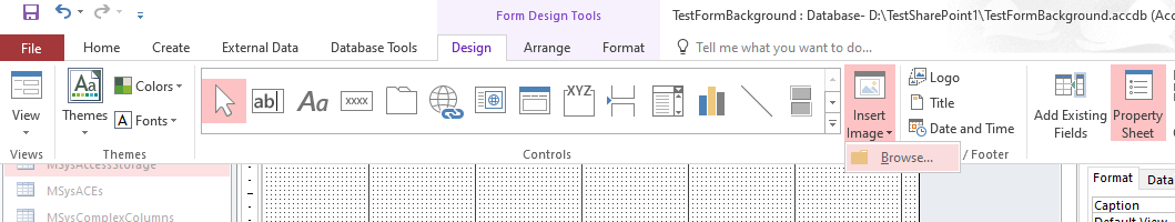 Logo and background images used in the Microsoft access database ...