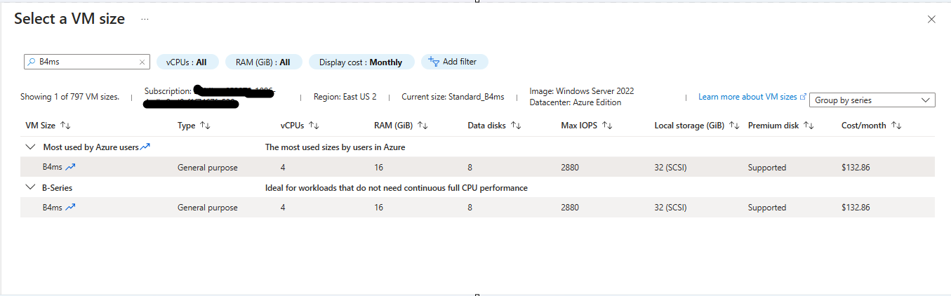 All VM sizes are not showing while resizing the VM in Azure - Microsoft Q&A