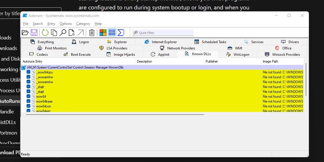 Autoruns missing files: wow64cpu, wowarmhw, wow64, xtajit, and wow64win ...