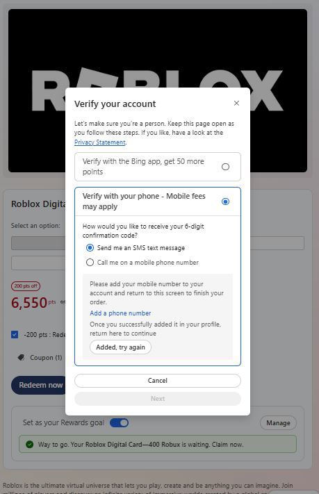 How do i redeem my roblox gift card when it says my country or region ...