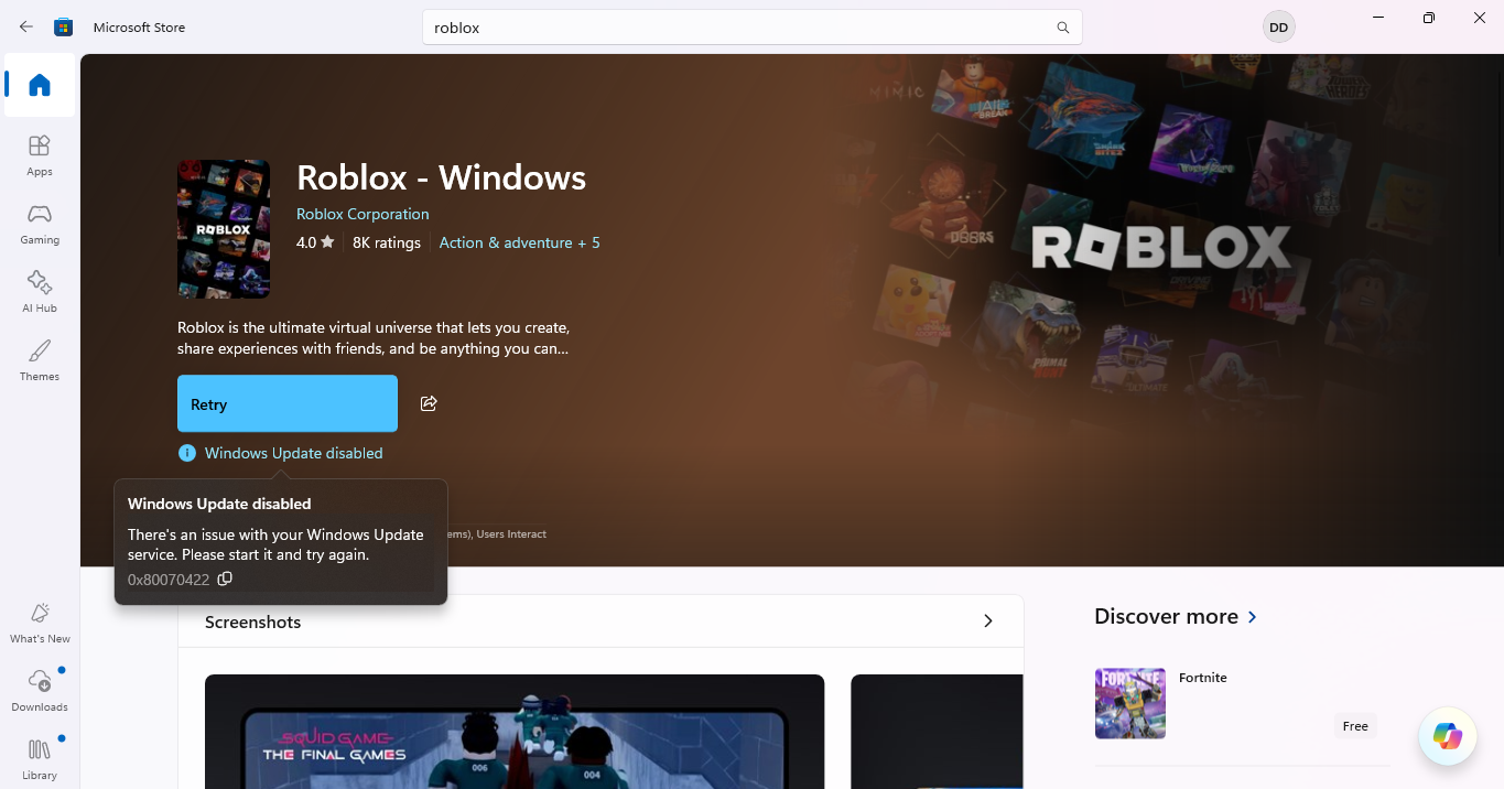 How do i update Roblox Windows. It says that the Windows Update service ...