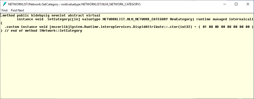 (Answered) INetwork::SetCategory( NetworkCategory.Public ); 'A null reference pointer was passed ...